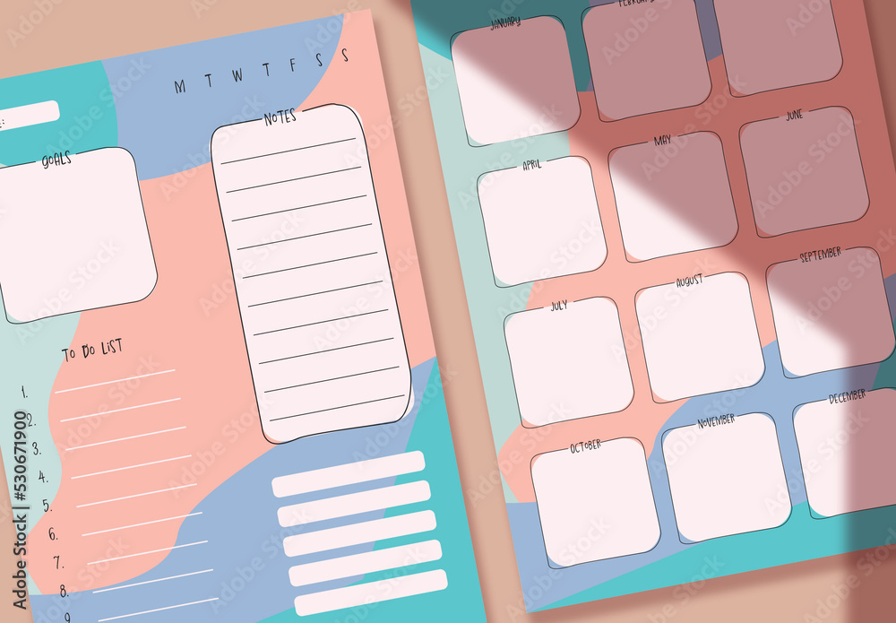 Planner with Organic Shapes Stock Template | Adobe Stock