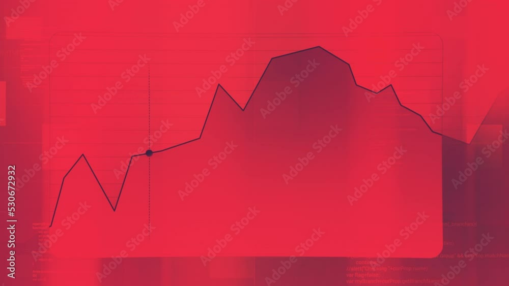 Red graph of danger. Motion. Red chart with moving dot on graph ...