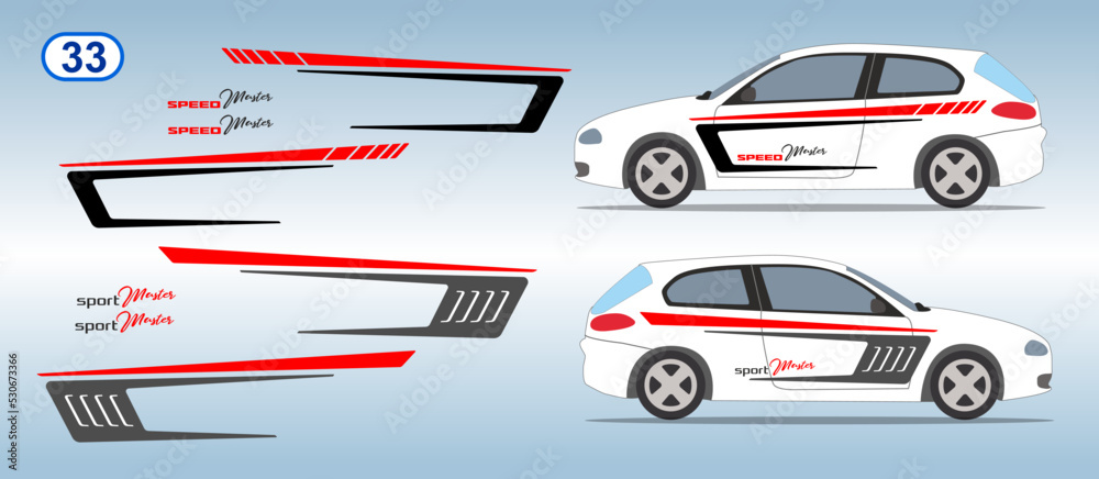 Car side door sticker stripe design. Auto vinyl decal template ...