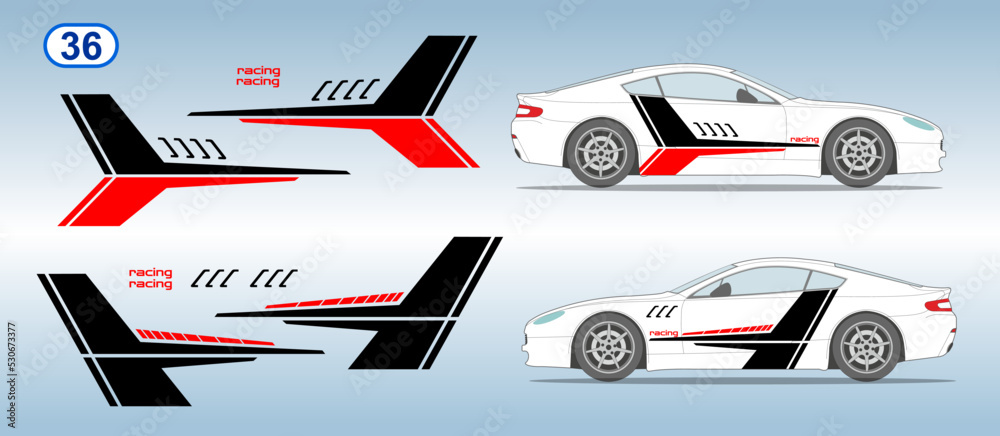 Car side door sticker stripe design. Auto vinyl decal template ...