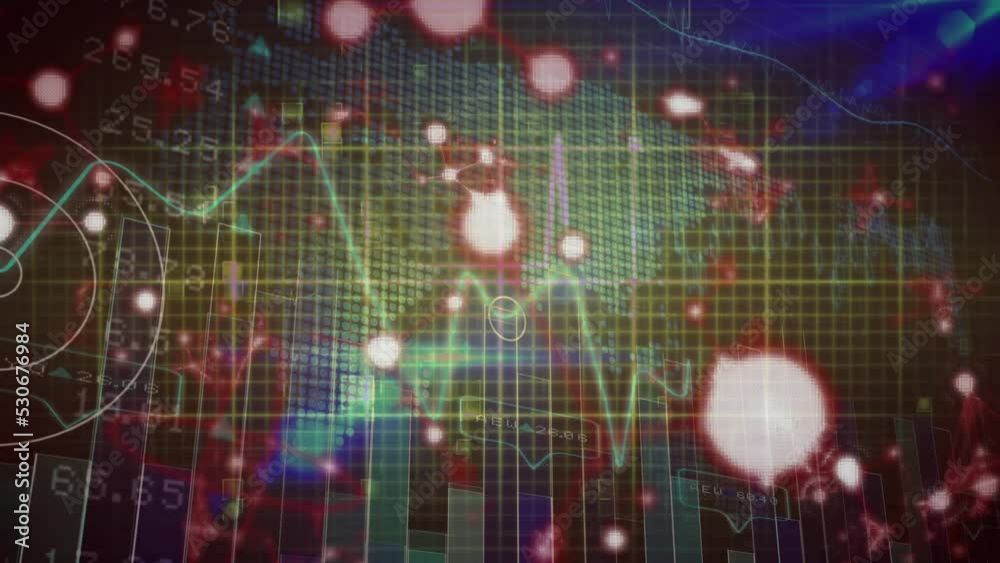 Animation of molecules over data processing on black background Stock ...