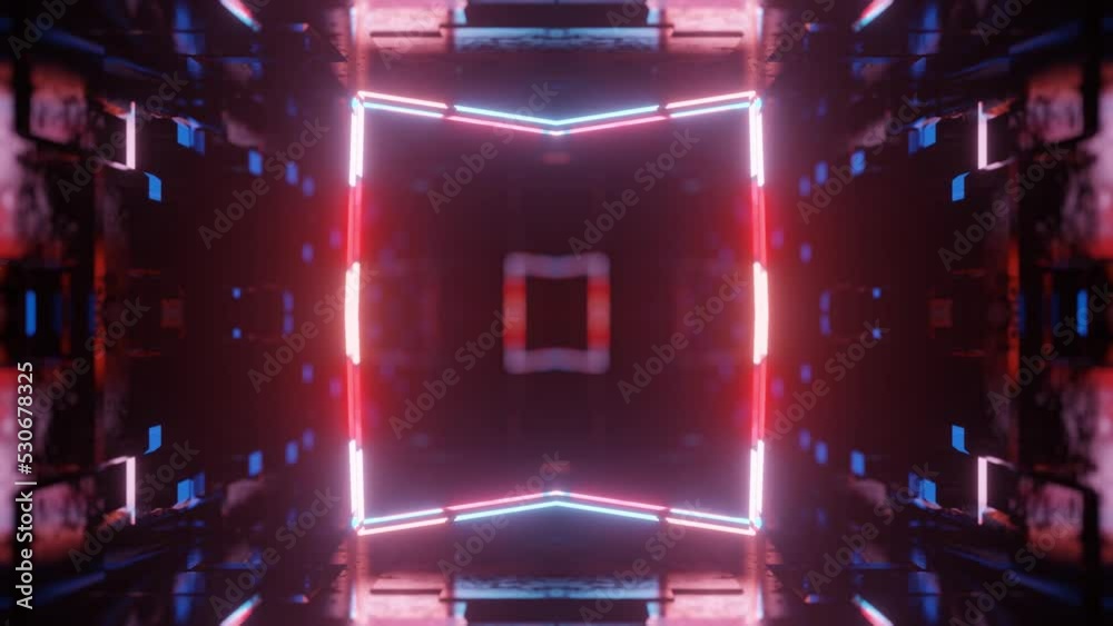 symmetrical 3d object or structure rotates and moves inside glass ...