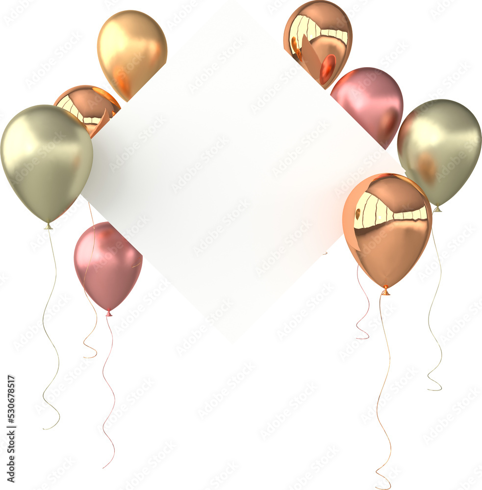 3d render illustration of realistic golden and colorful metallic ...