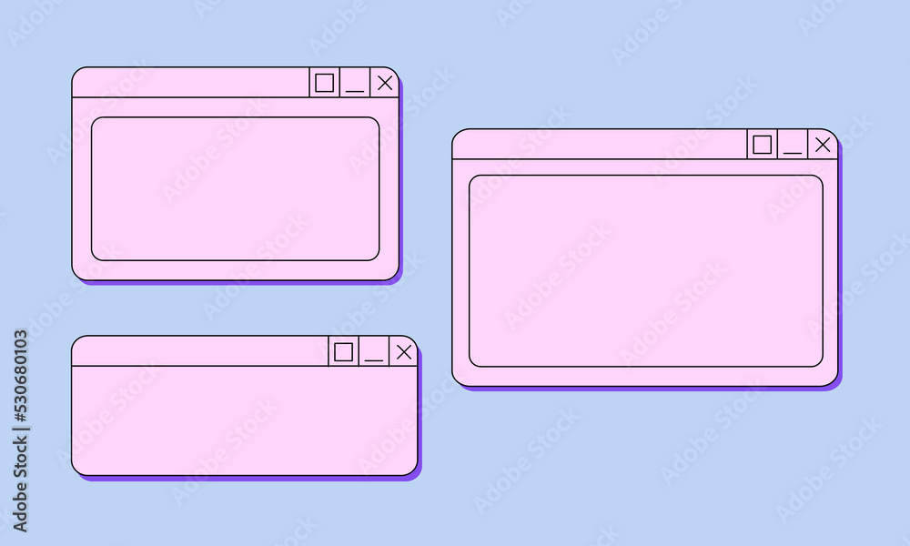 Set of retro y2k digital screen user interface. Vector illustration on ...