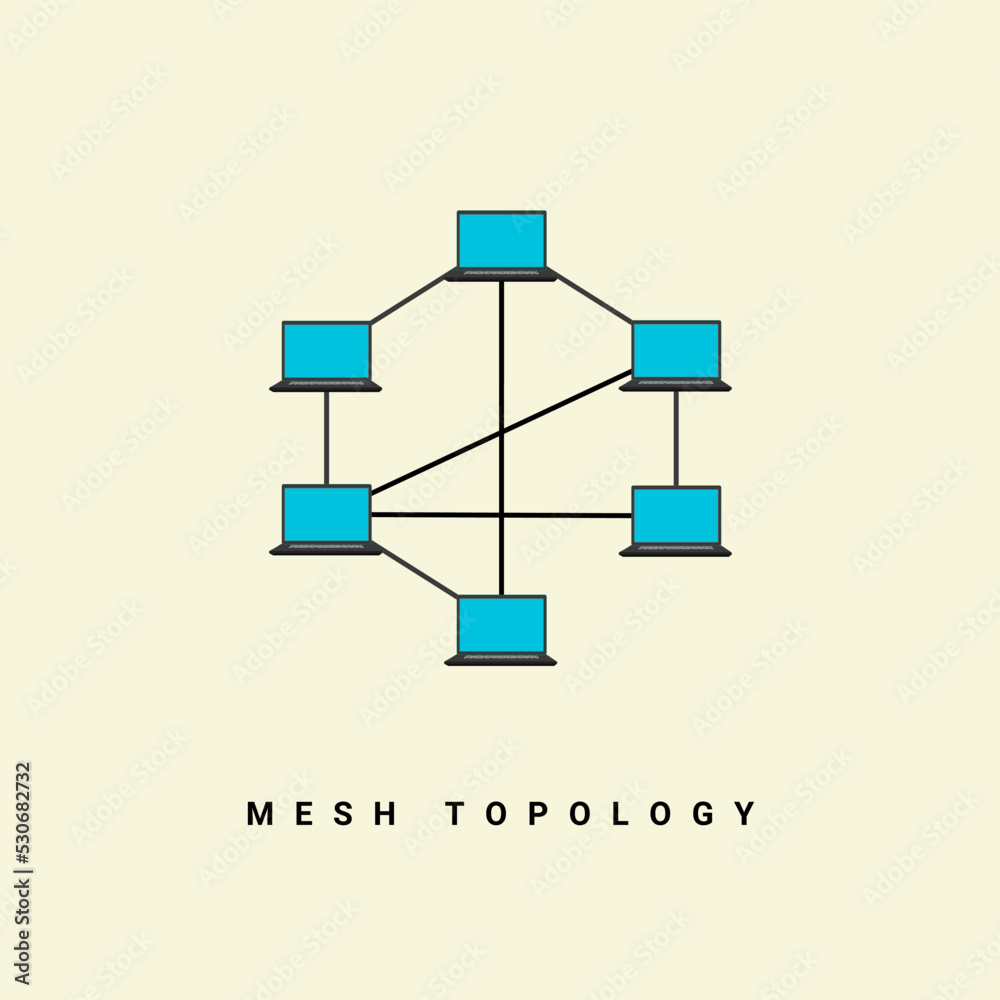 mesh topology network vector illustration, in computer network ...