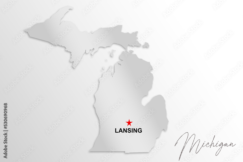 Michigan map isolated on white background Stock Illustration | Adobe Stock