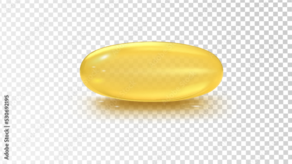 Yellow transparent tablet - capsule on a transparent background. Vector ...