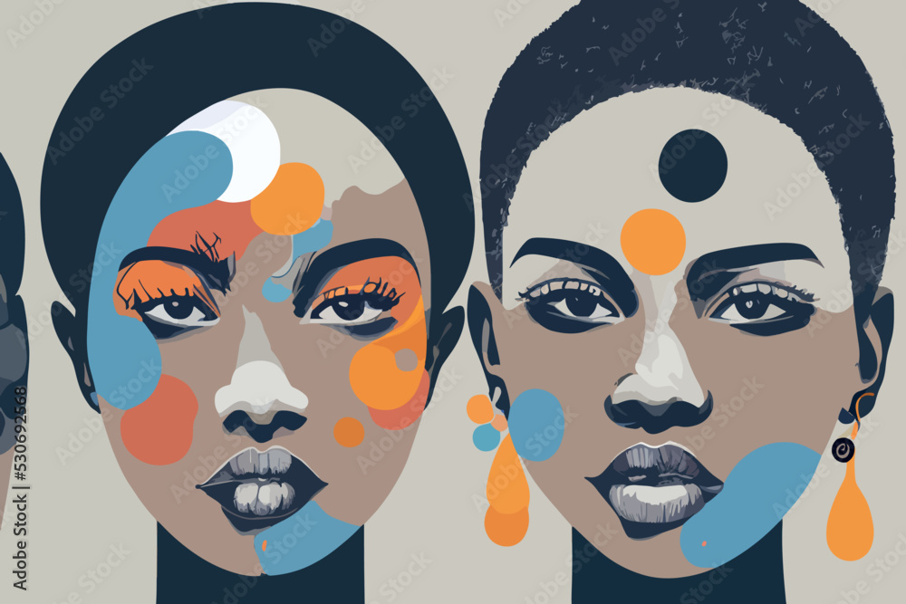 Illustration containing colors and faces of different races in defense ...