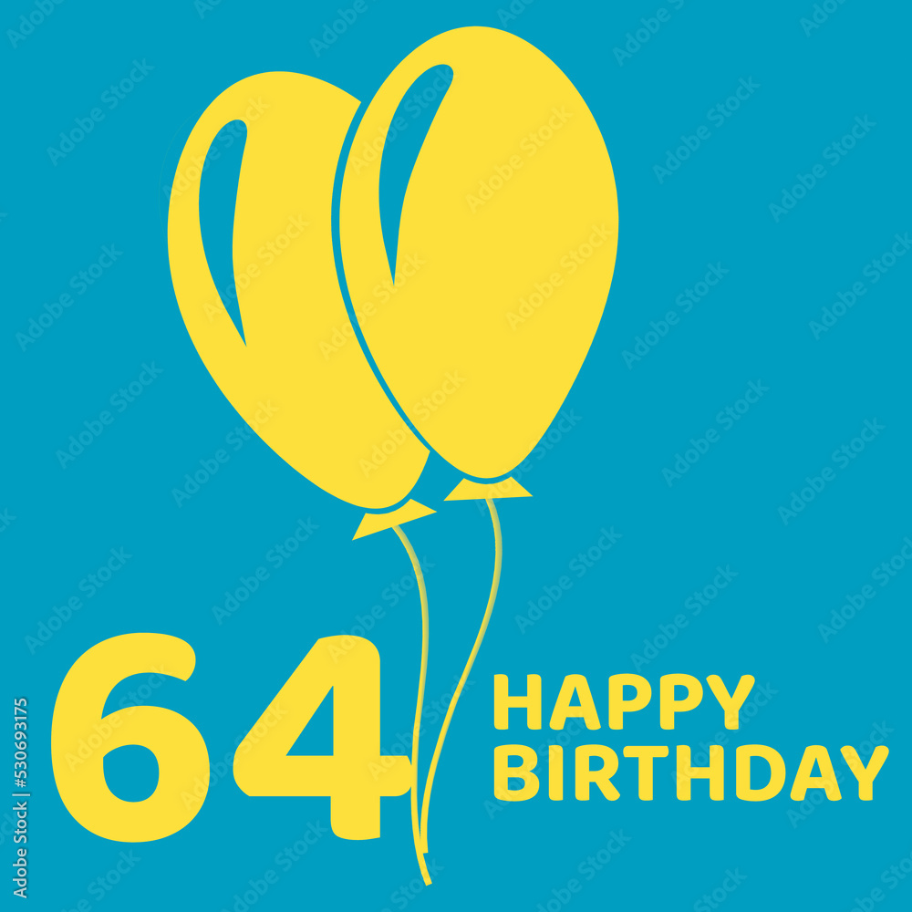 ภาพประกอบสต็อก 64 years logo. Square logo illustration with 64. Happy ...