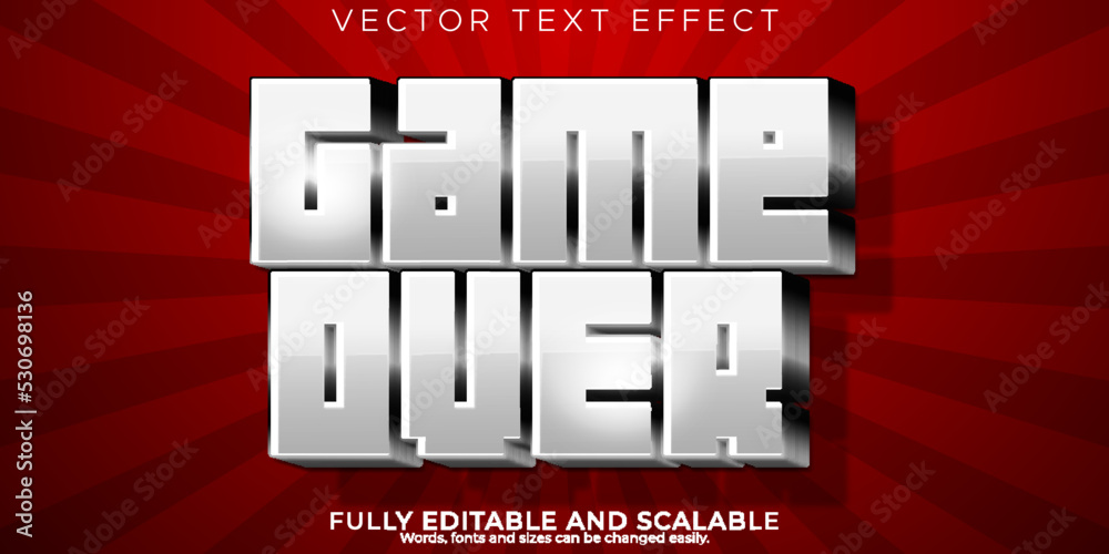 Game over text effect, editable retro and vintage text style Stock ベクター ...