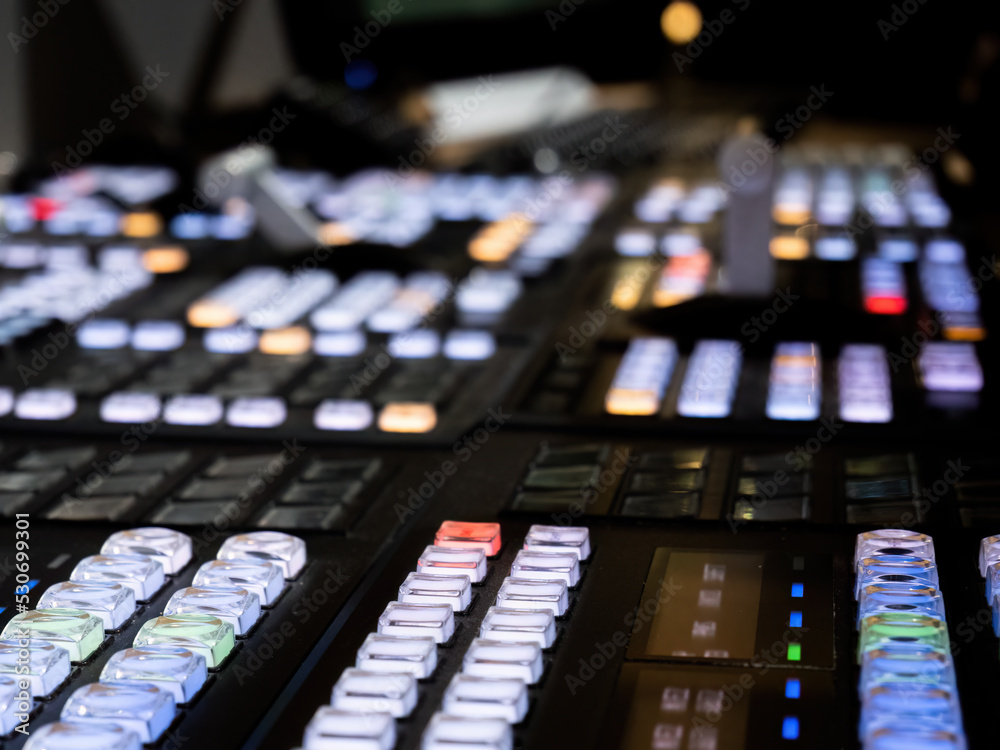 Concept Idea: Professional broadcast video mixer in tv studio as ...