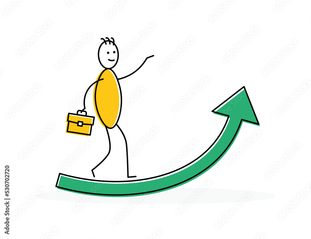 Career growth symbol. Stickman or businessman character walking to ...