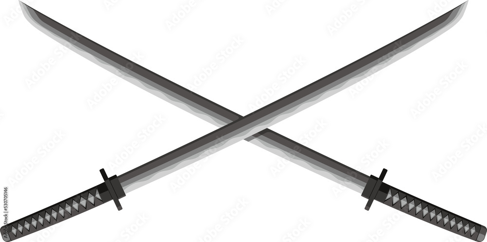 Photo & Art Print Crossed Katanas (Japanese swords) illustration, barks