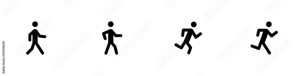 Conjunto de iconos de silueta de persona caminando y corriendo ...