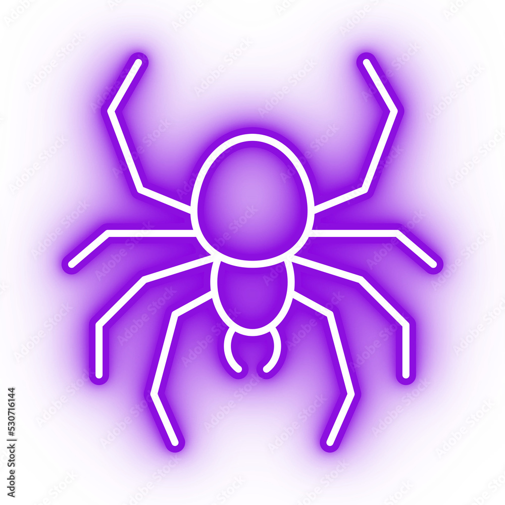 Neon purple spider icon, illustration of neon glowing spider with ...