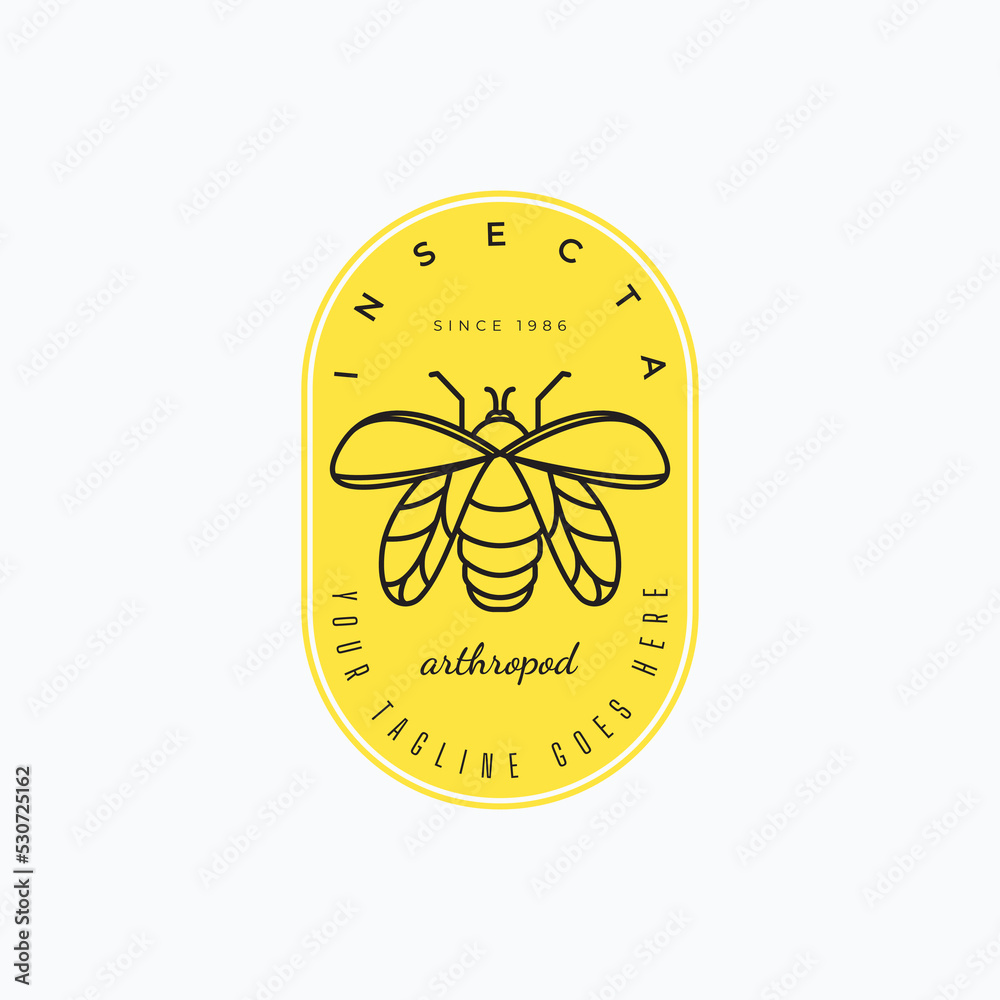 Vintage line art insect label logo vector illustration design. Simple ...