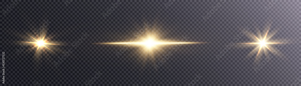 Flash of light, a star on a transparent background.Sun, summer. light ...