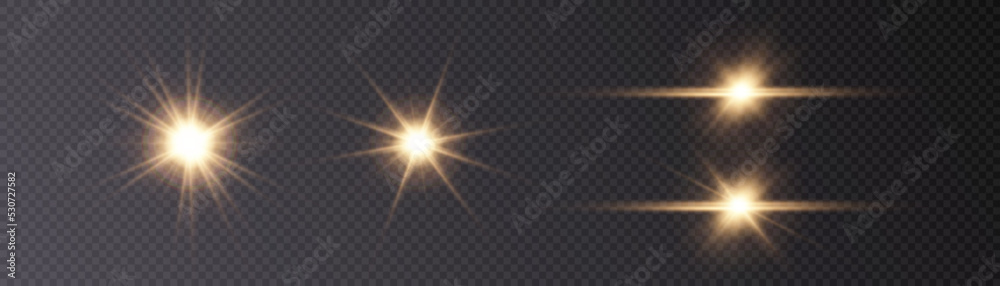 Flash of light, a star on a transparent background.Sun, summer. light ...