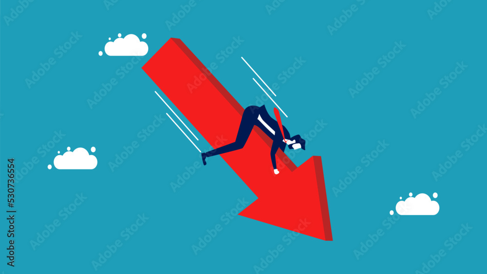 economic downturn or a stock market crash. businessman falls from the ...