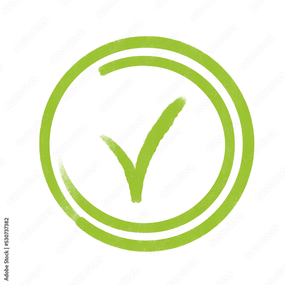 A ticking sticker. The answer is yes. Positive answer. Tick and circle ...