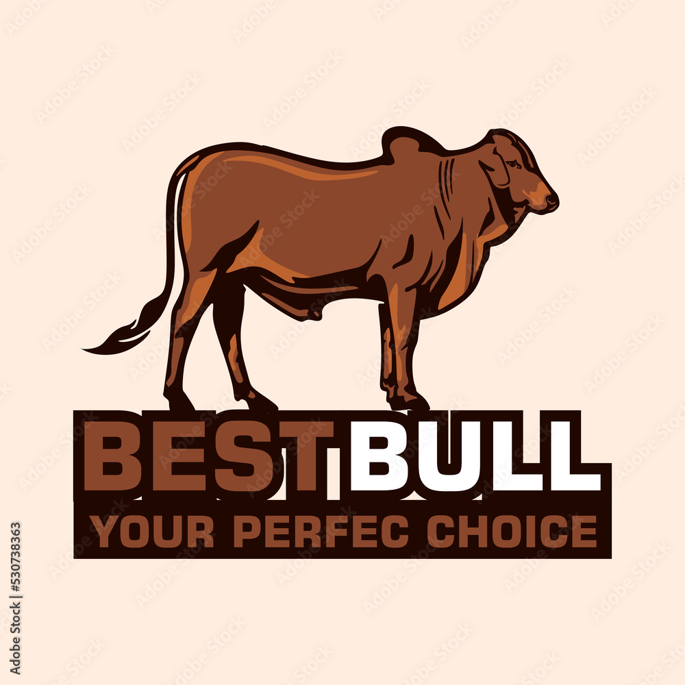 Vecteur Stock big brahman bull logo, silhouette of brown cattle walking ...