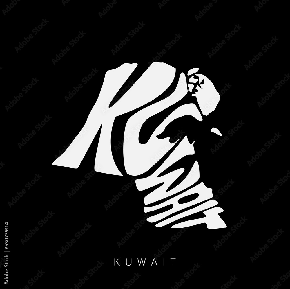 Kuwait map lettering. Kuwait lettering typography. Stock Vector | Adobe ...