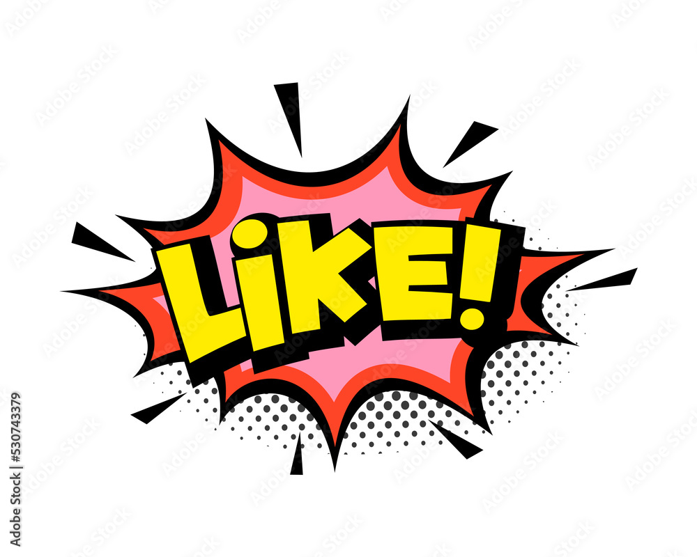 Like comic word speech bubble icon with cloud, rays and halftone effect ...