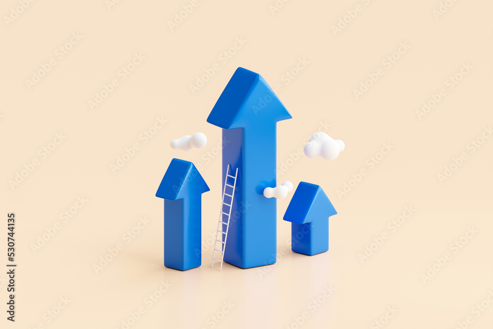 Business chart 3d graph arrow on growth finance background with success ...