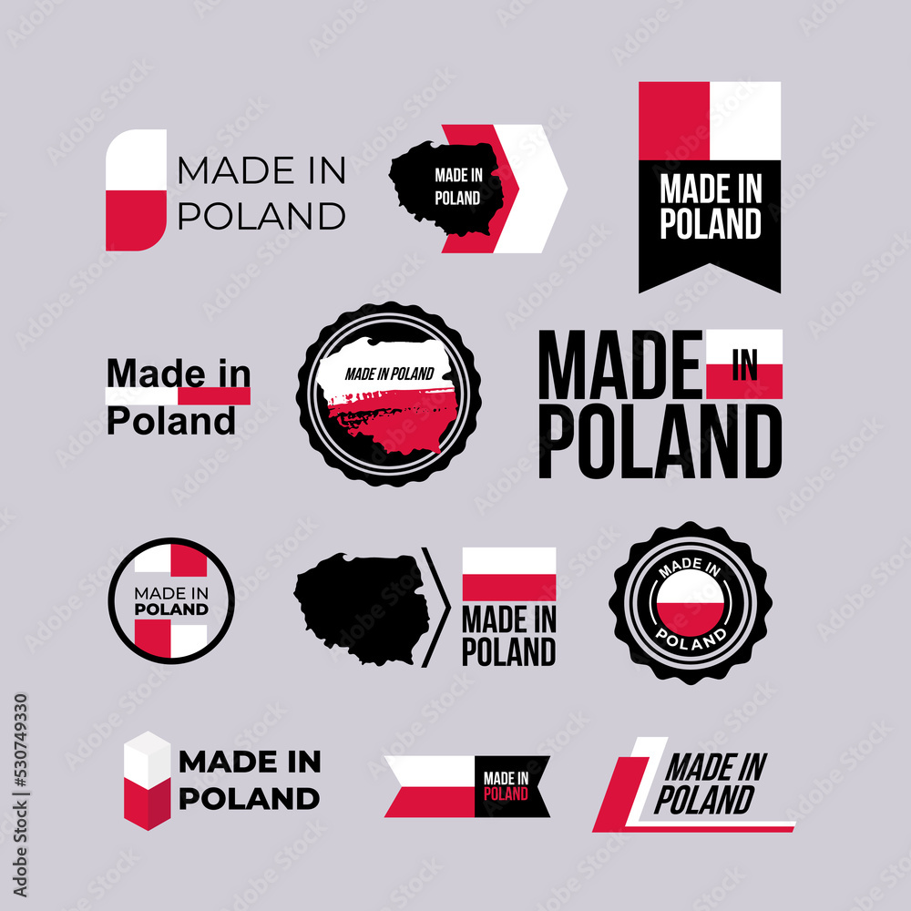 Icon Made in Poland, icon with Poland flag map, for different ...