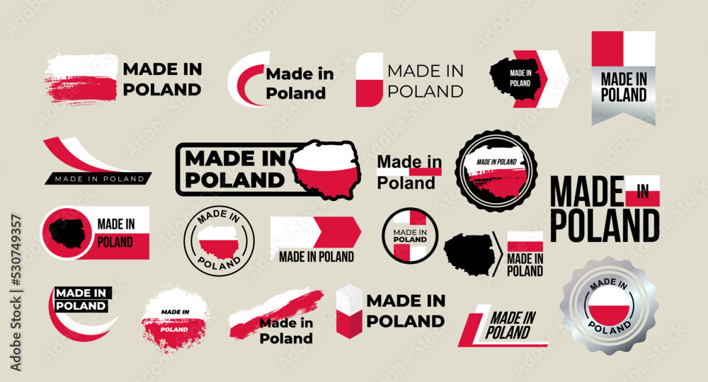 Icon Made in Poland, icon with Poland flag map, for different ...