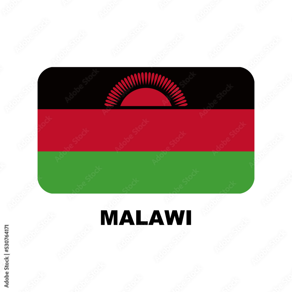 Oficial national flags of the world. Malawi country. Design rectangular ...