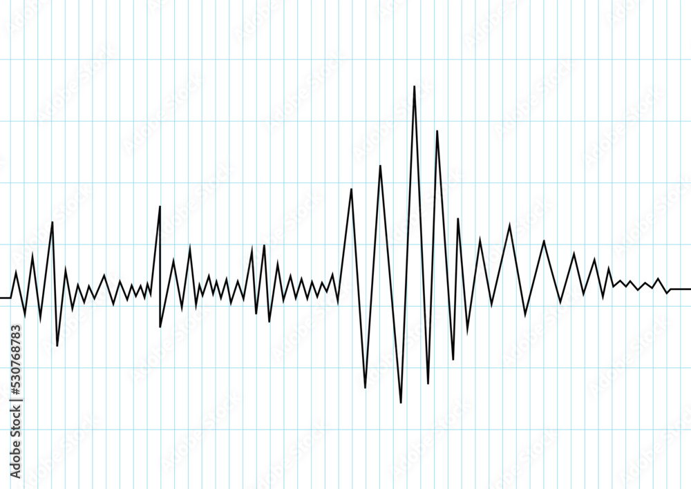 Earthquake seismic waves on seismogram graph paper. Geology seismograph ...