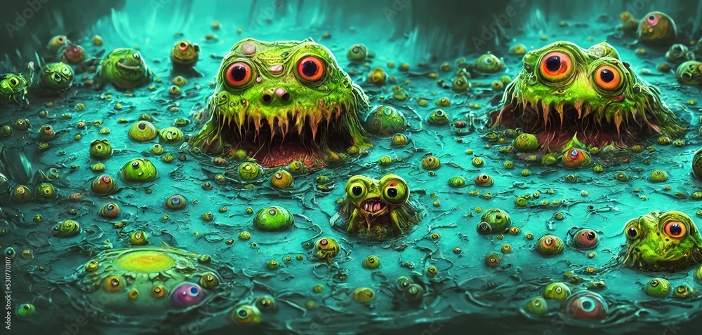 Scary little mud monsters from the sewers. Toothy creatures made of mud ...