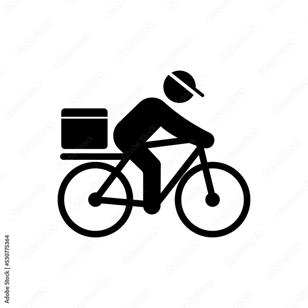 Courier delivery by bicycle Icon, Shipping fast deliveryman riding bike ...