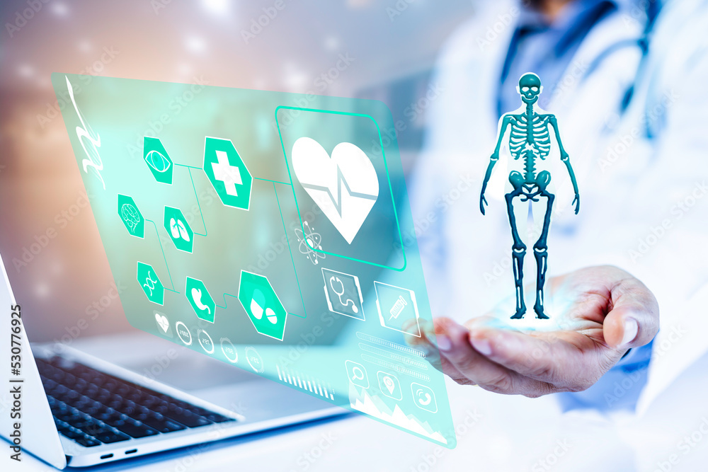 Medical technology diagnosis of cardiac concepts. Doctor holding ...