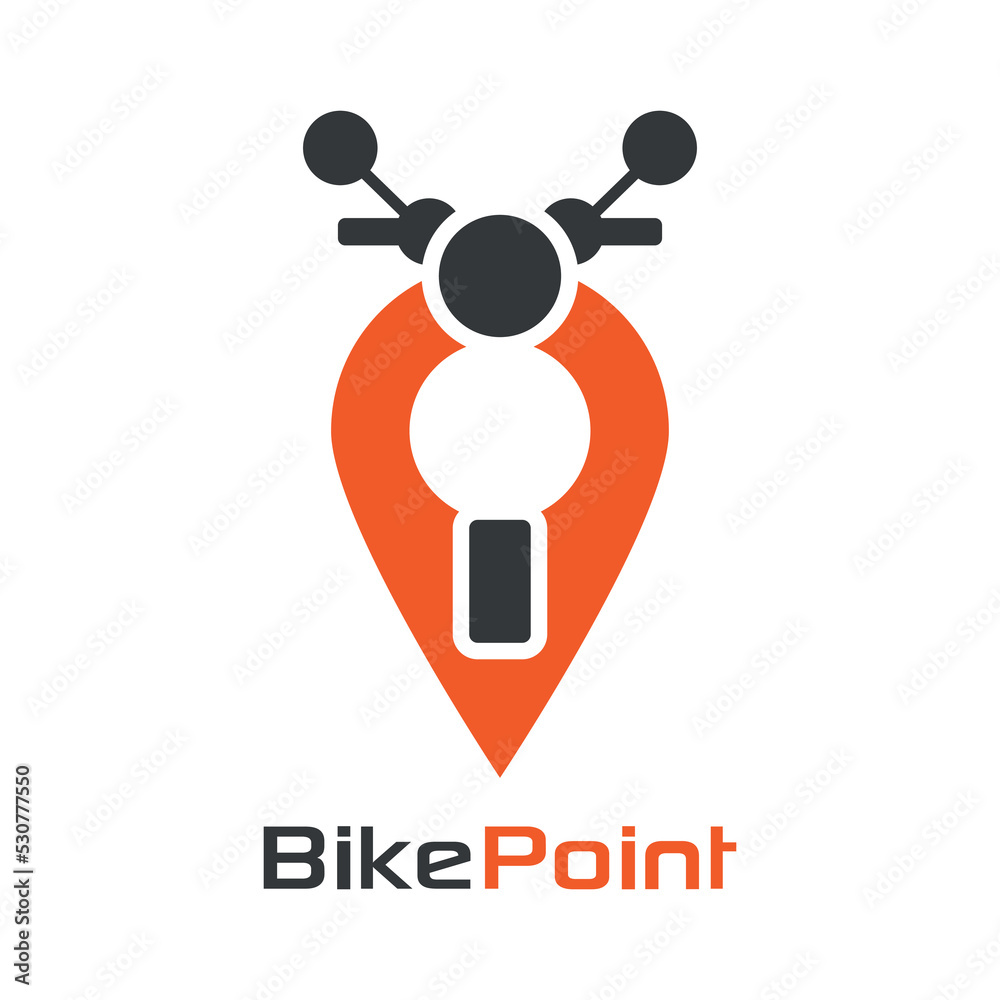 Bike Point logo, location creative map, modern, vector, illustration ...
