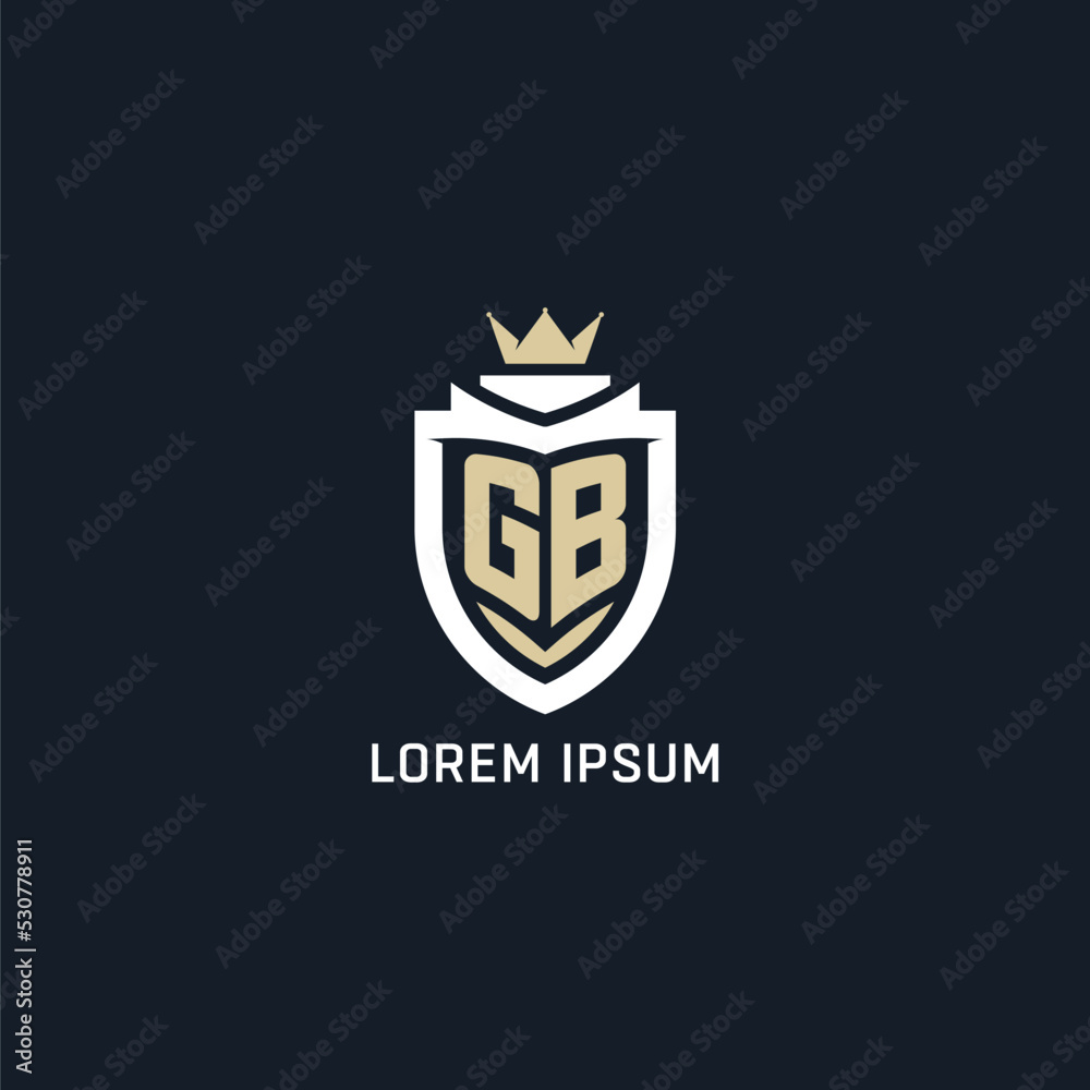 Initial letter GB shield and crown logo style, esport team logo design ...