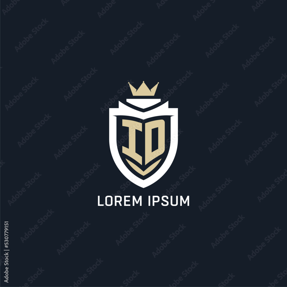 Initial letter ID shield and crown logo style, esport team logo design ...