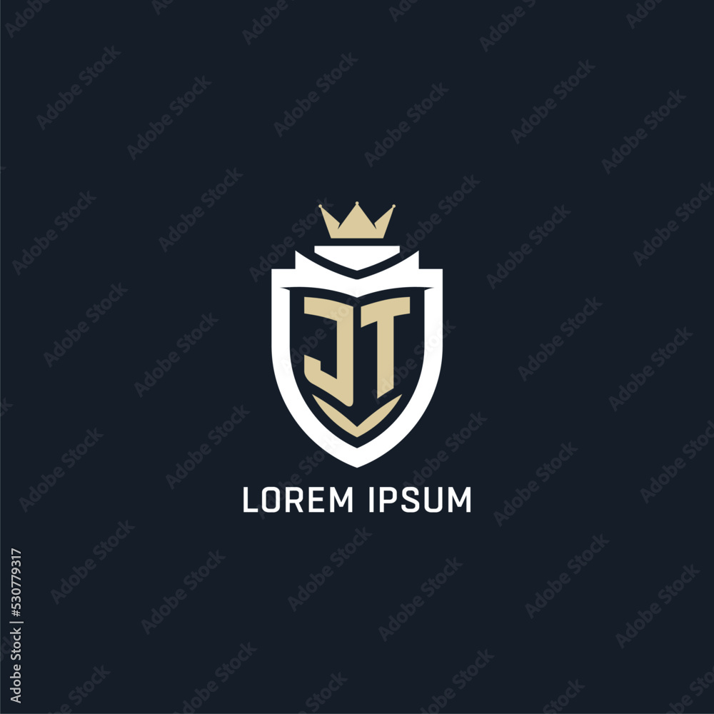 Initial letter JT shield and crown logo style, esport team logo design inspiration Stock Vector ...