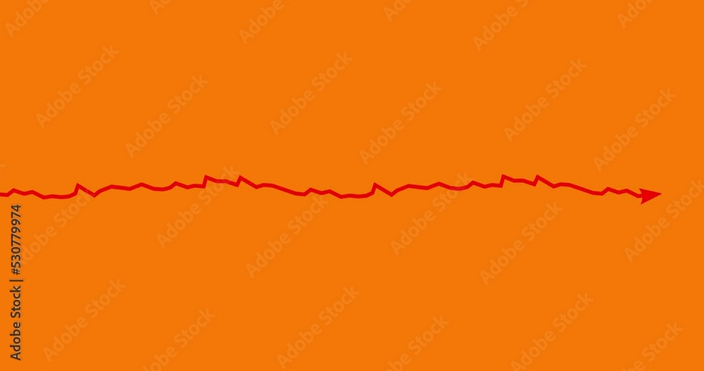 Red dynamic arrow still goes right seamless loop. Isolated by alpha ...