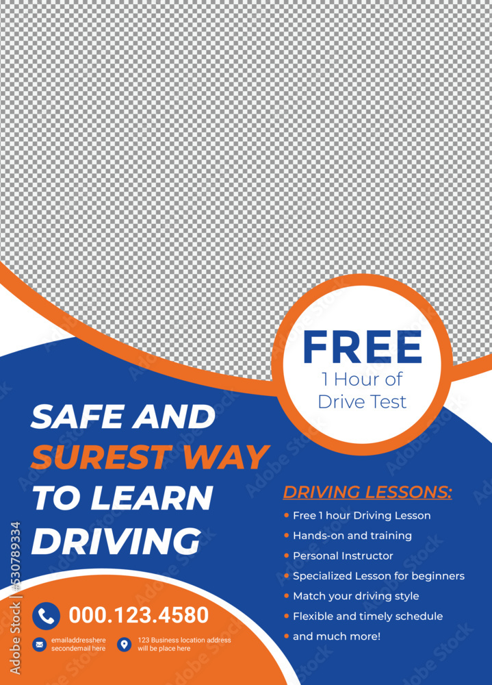 Driving school flyer design template. learn driving today poster ...