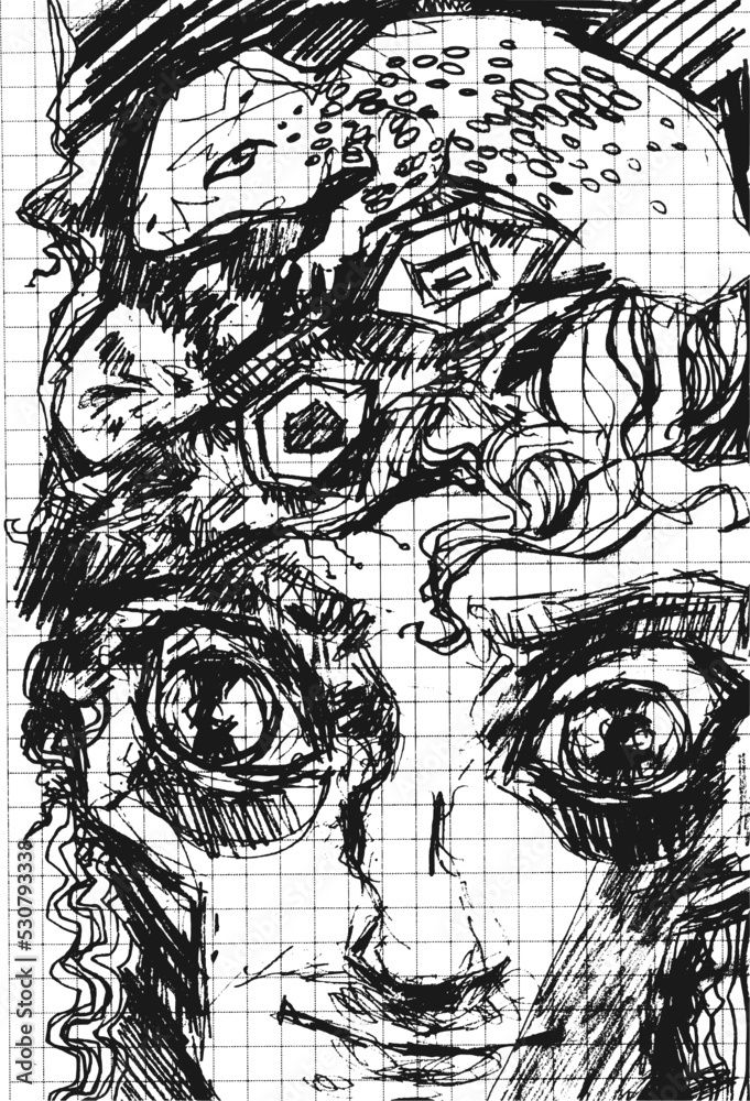 Ink doodle illustration. Magic abstract art. Can be used as desktop ...