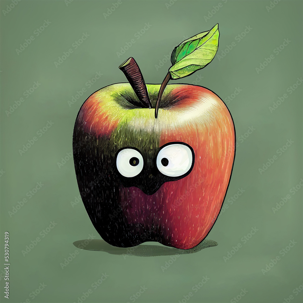 funny apple cartoon illustration, apple with big eyes Stock ...