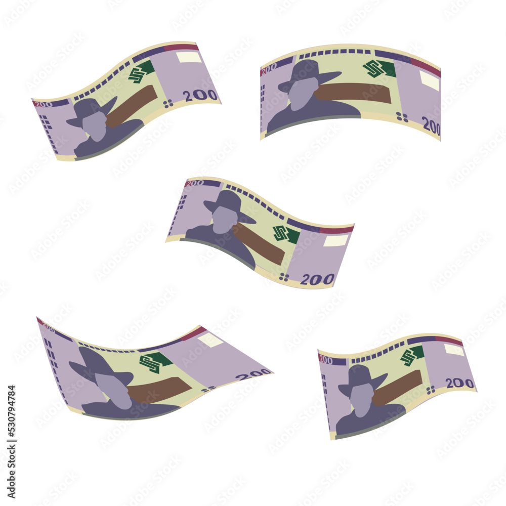 Namibian Dollar Vector Illustration. Namibia money set bundle banknotes ...