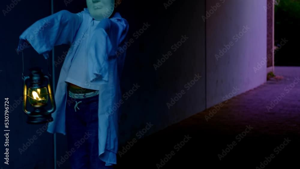 Video Stock zombie, monster, ghost child 10 years old in white hoodie ...