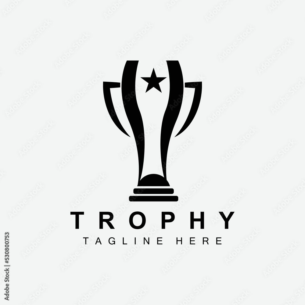Trophy Logo Design, Award Winner Championship Trophy Vector, Success ...