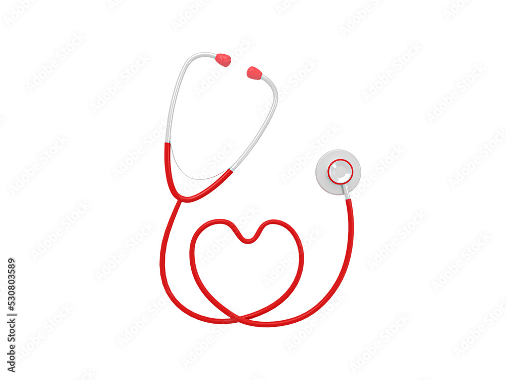 Heart Love shaped Stethoscope 3D realistic icon. Love sign by ...