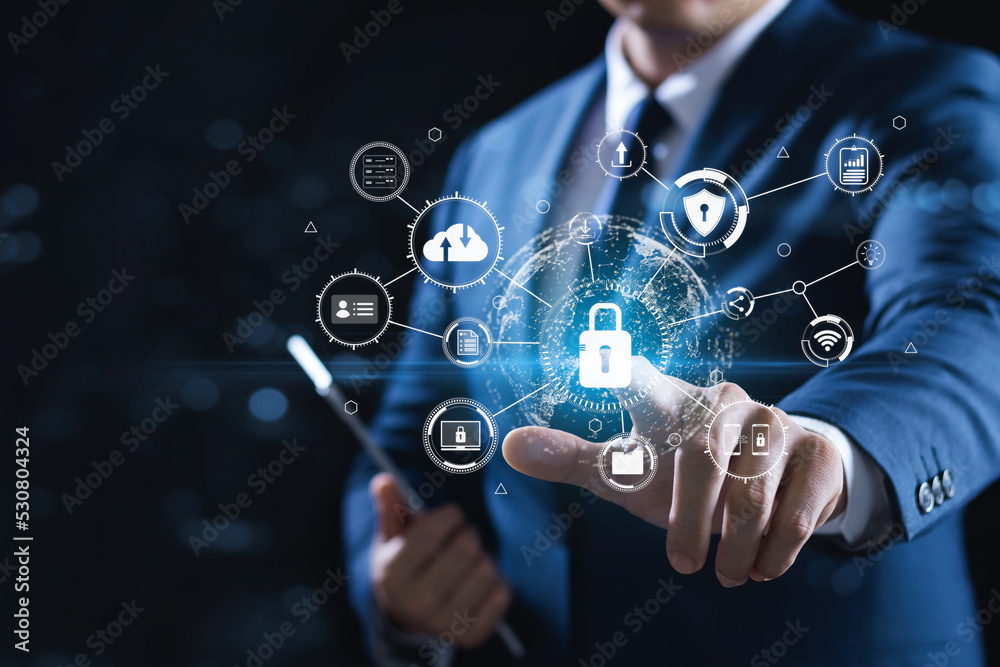 Cybersecurity And Privacy Concepts To Protect Data Lock Icon And Internet Network Security