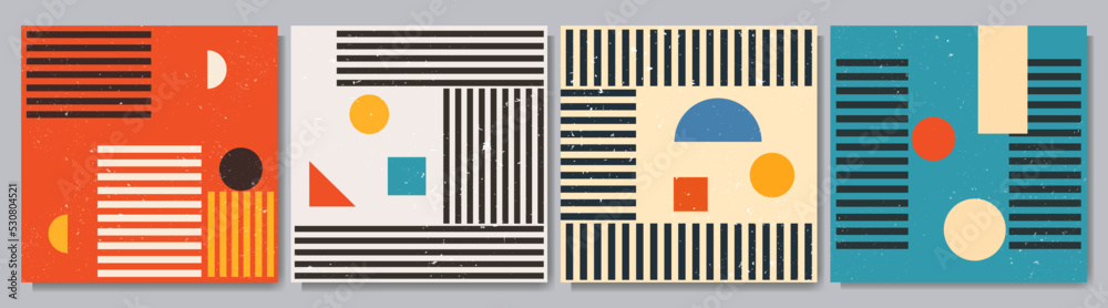 Vector illustration. Mid century contemporary graphic. Geometric shapes ...