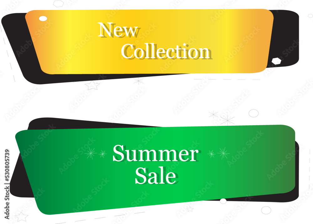 Trendy ribbon banner flat design set isolated on white background ...